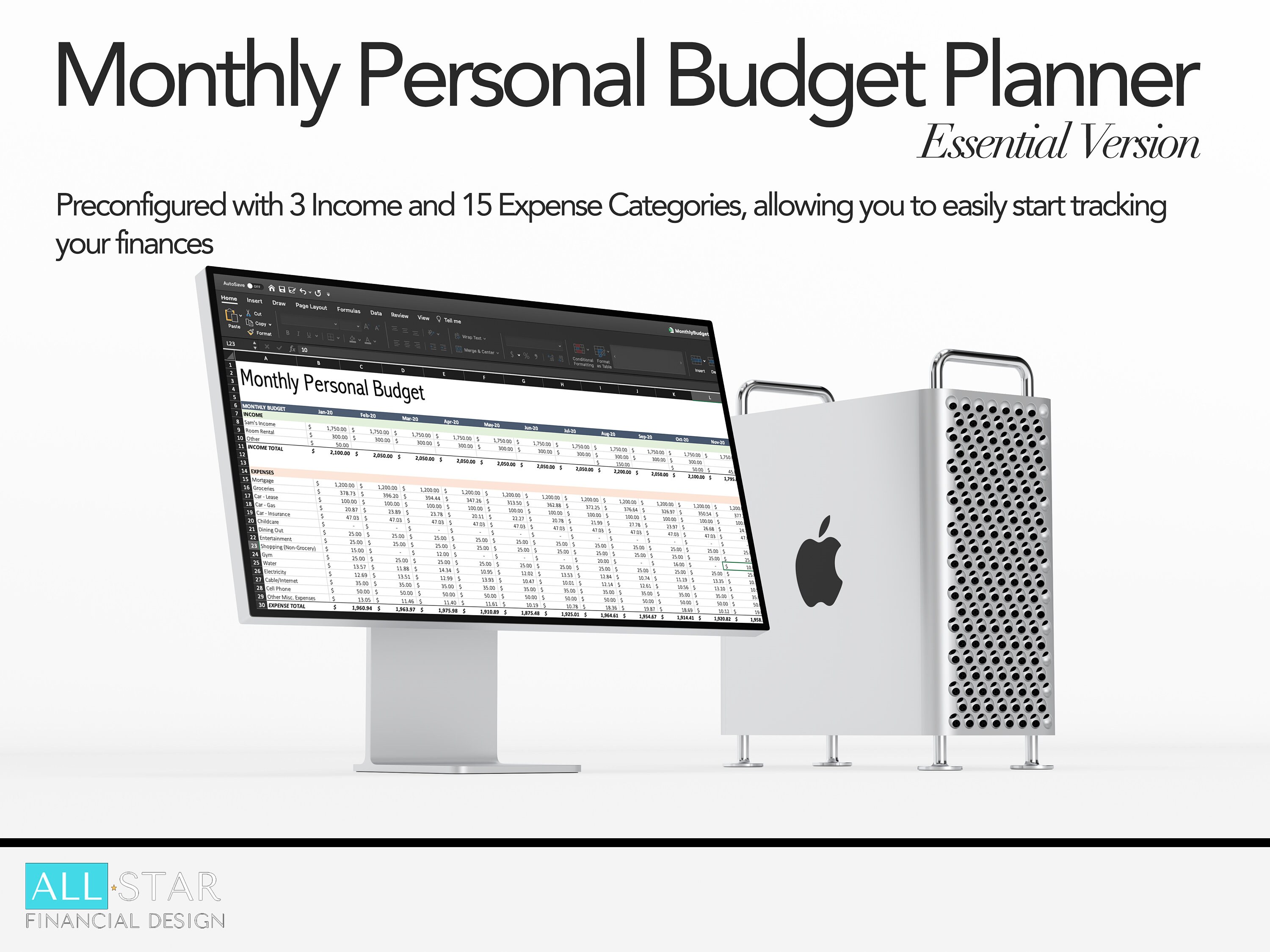 Digital Income & Expenses Tracker | Monthly Personal Budget Planner ...