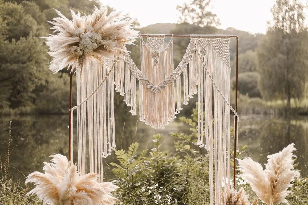 Bohemian Macrame Wedding Backdrop | Handmade Macrame Ceremony Backdrop ...