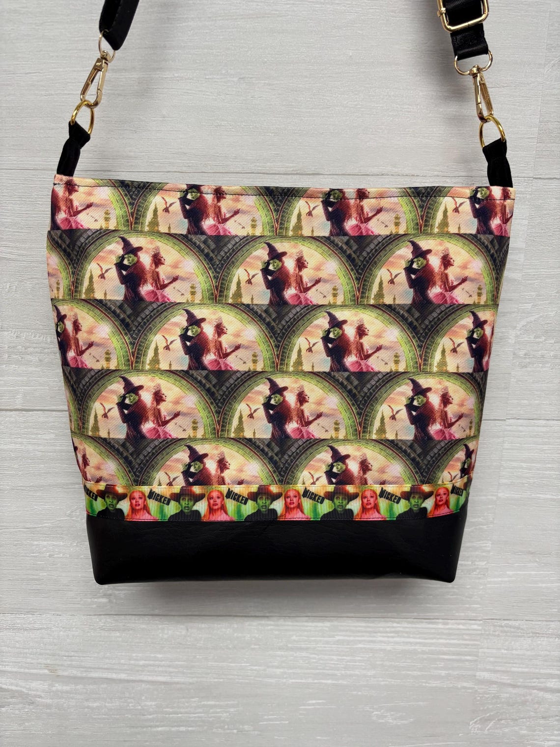 Crossbody Wicked Fabric Purse With a Vinyl Bottom and Adjustable Handle ...