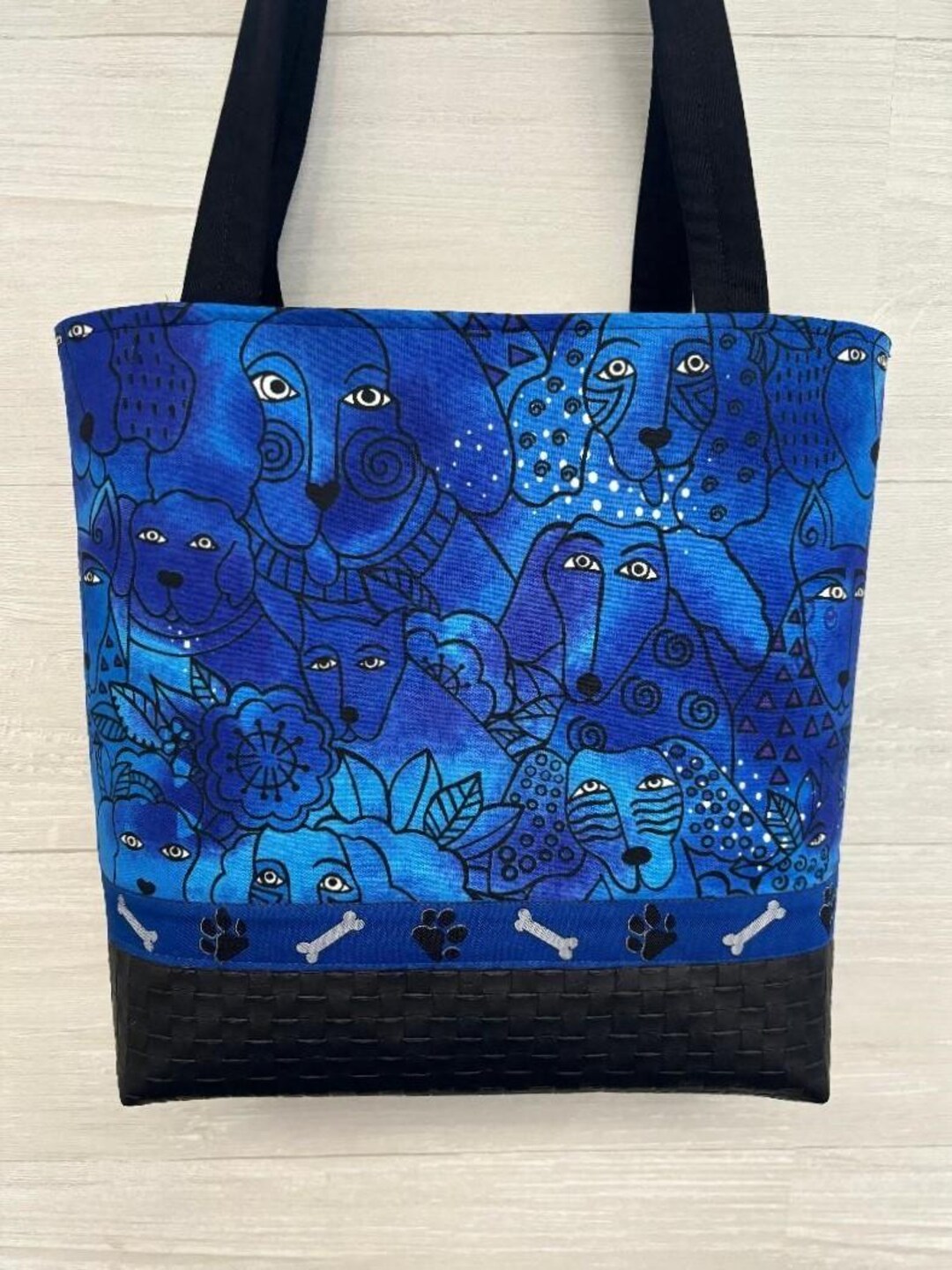 Dogs in Blue Purse With a Vinyl Bottom - Etsy
