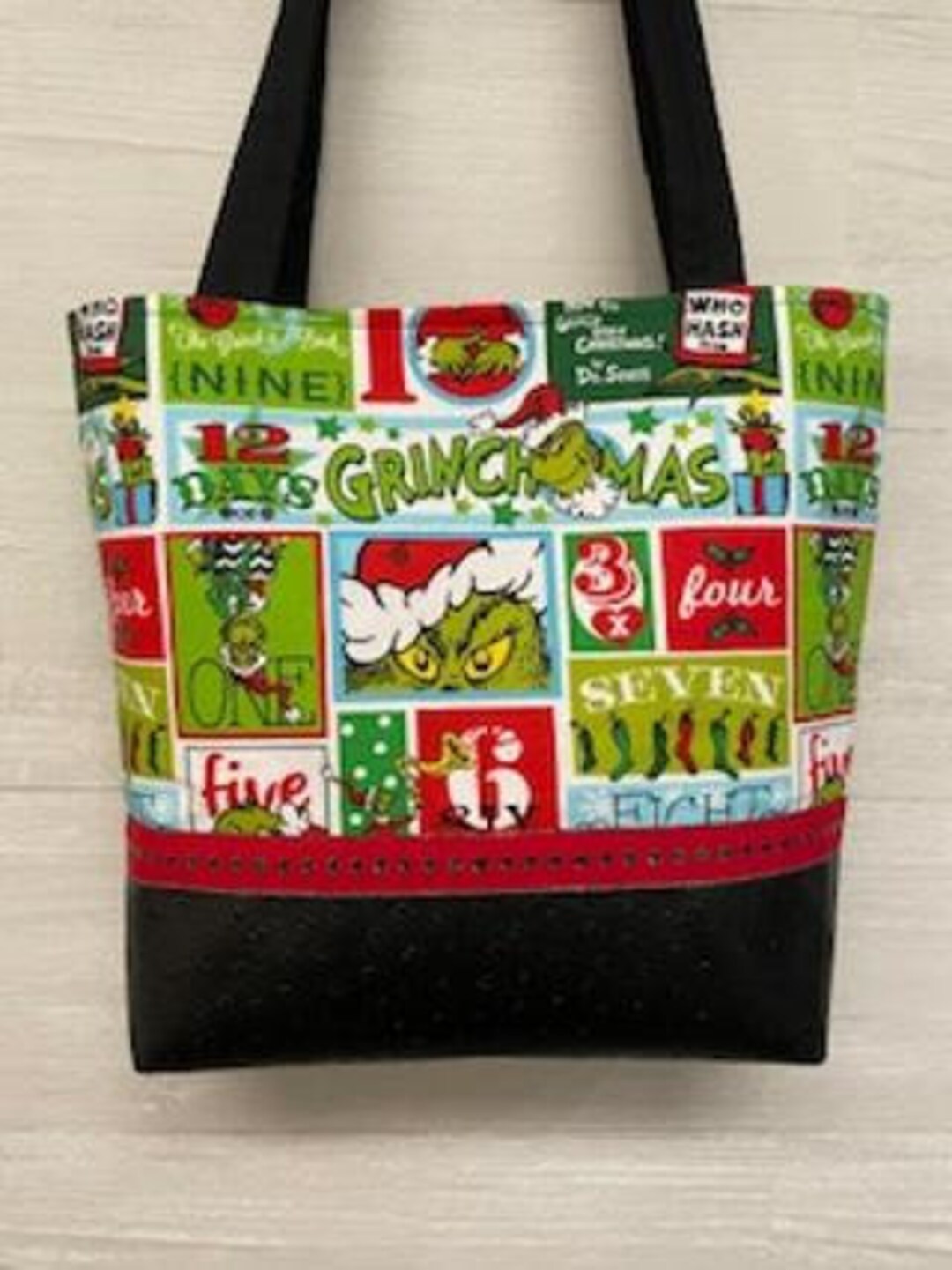 Grinch 12 Days of Christmas Purse With a Vinyl Bottom - Etsy