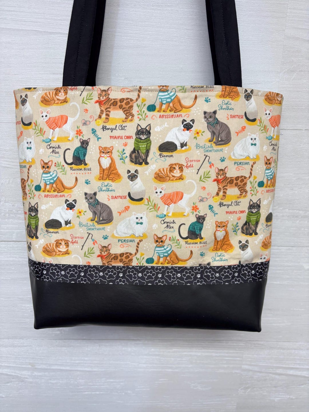 Cats Fabric Purse With a Vinyl Bottom - Etsy