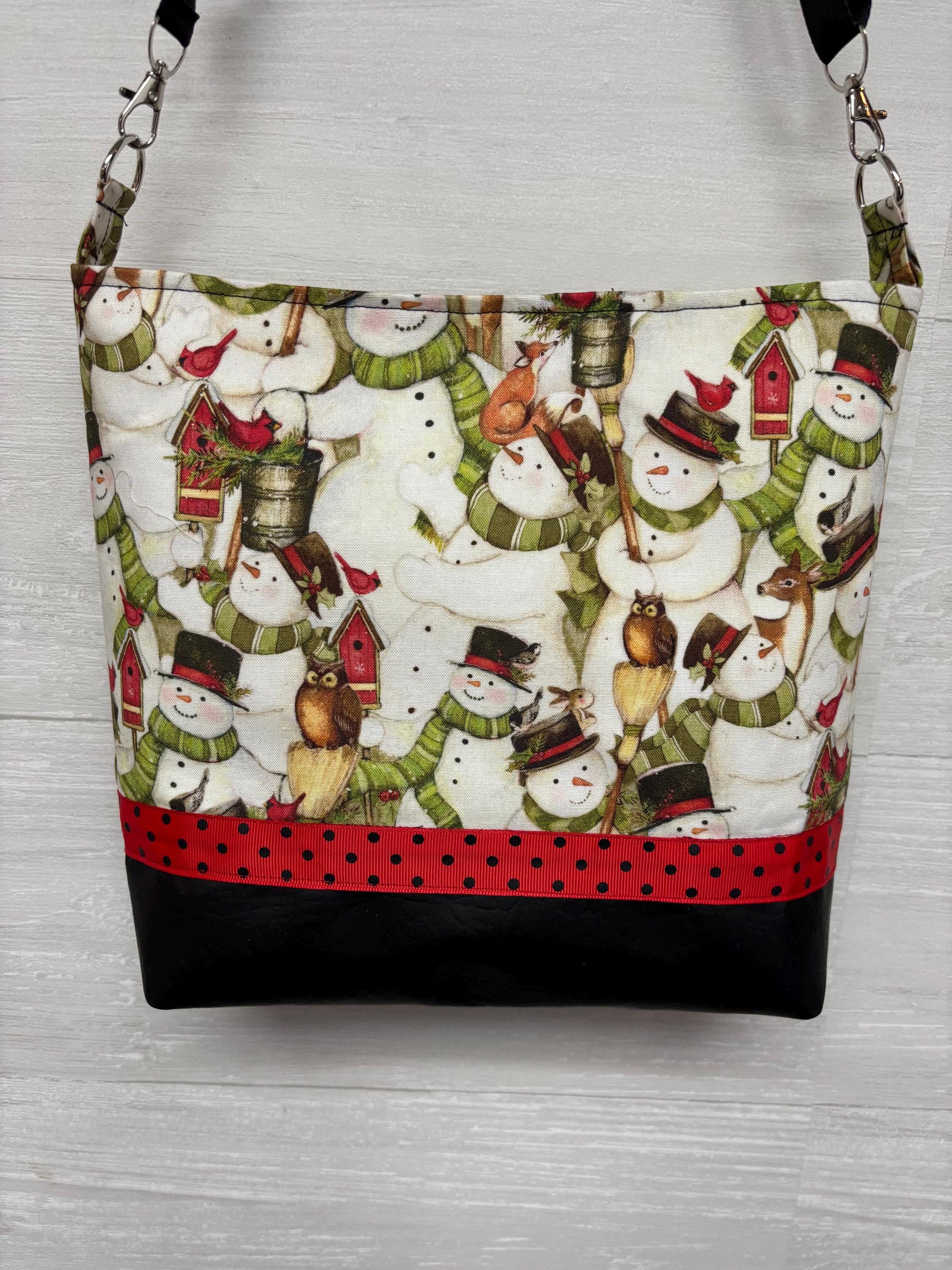 Crossbody Snowman Fabric Purse With a Vinyl Bottom and Adjustable ...