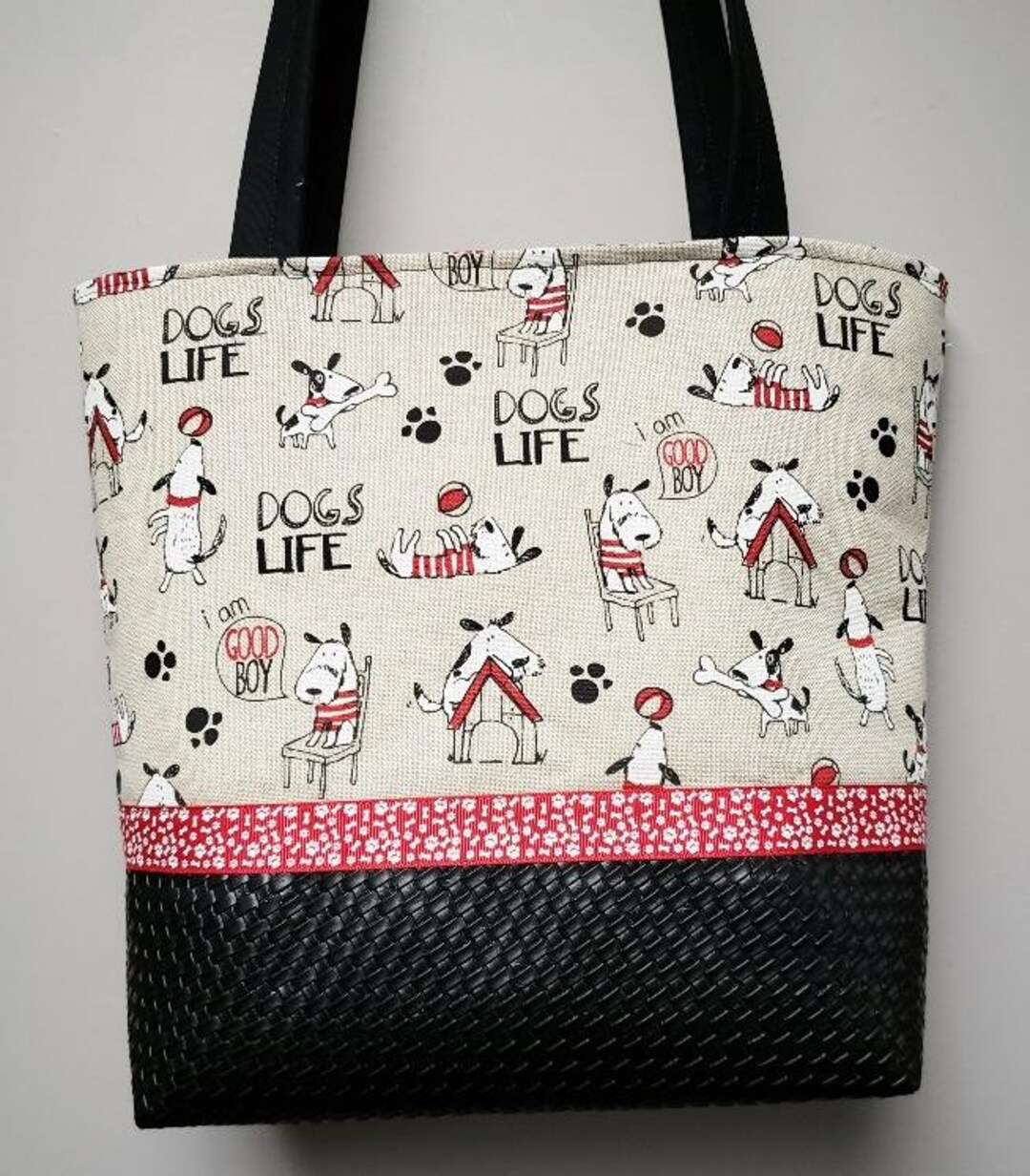 Dogs on Beige Purse With a Vinyl Bottom - Etsy