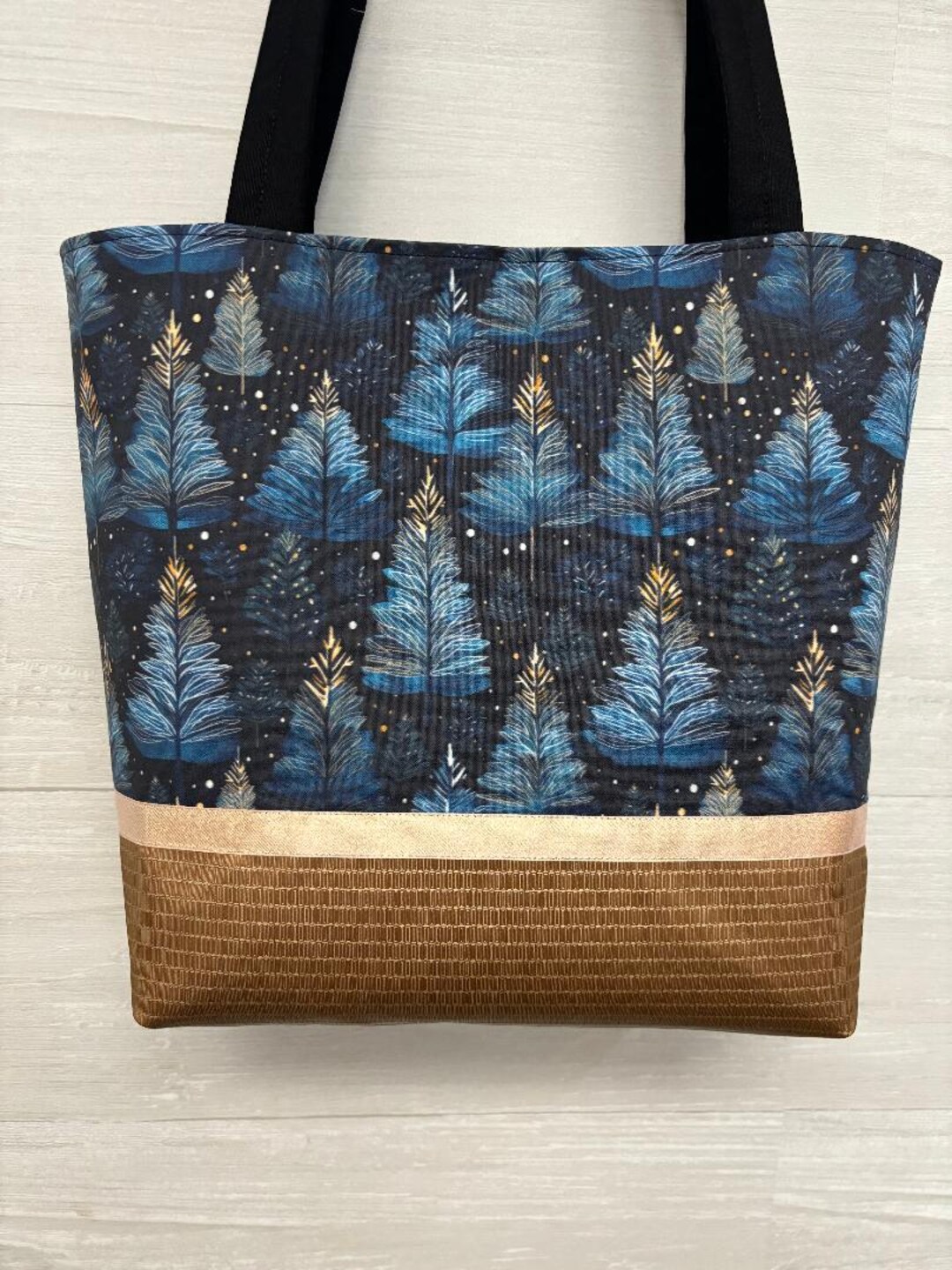 Trees on Blue Fabric Purse With a Vinyl Bottom - Etsy