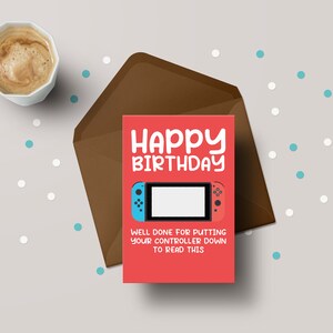 Happy Birthday Switch Controller Down Funny Gamer Birthday Greeting ...