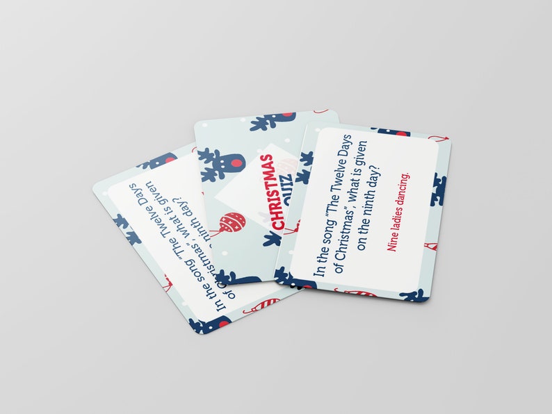 Christmas Quiz Game - 52 Game Cards (game for Adults/family, Christmas ...