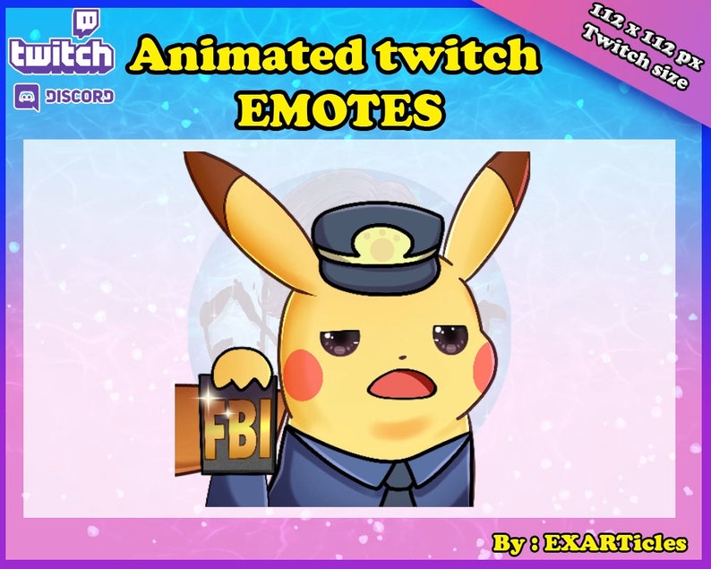 ANIMATED Cute Chibi Emotes // Kawaii Police Pokemon FBI - Etsy