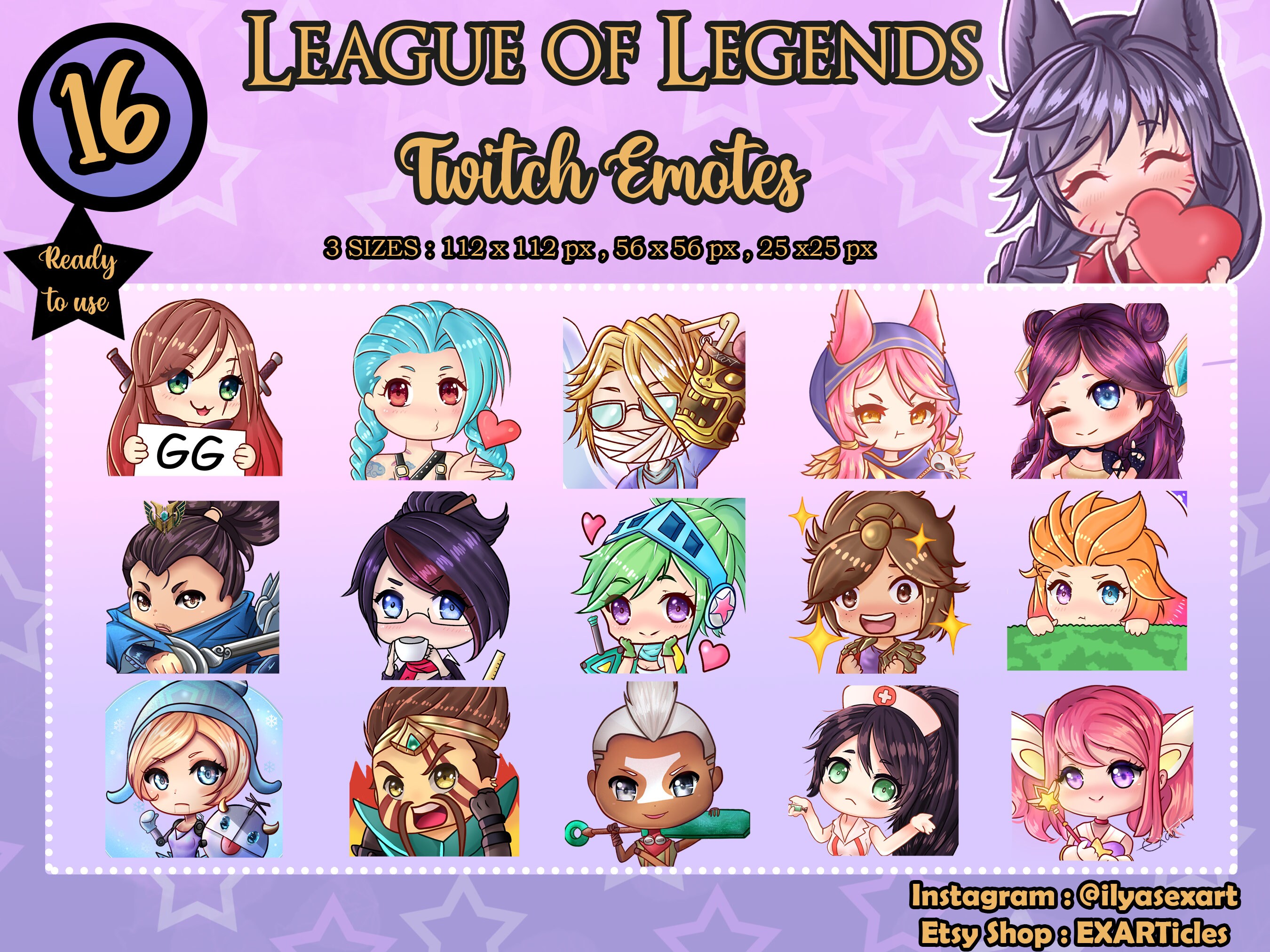 16 League of Legends Twitch Emotes // Kawaii Cute Chibi Style | Etsy UK