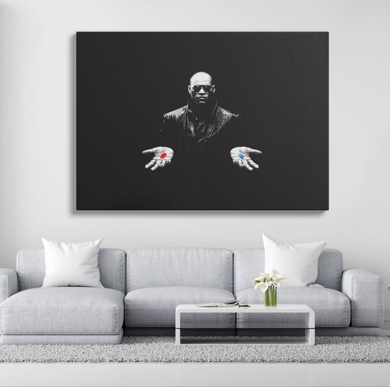 Matrix Red or Blue Pill Wall Art – Morpheus Canvas Print, Movie Poster ...