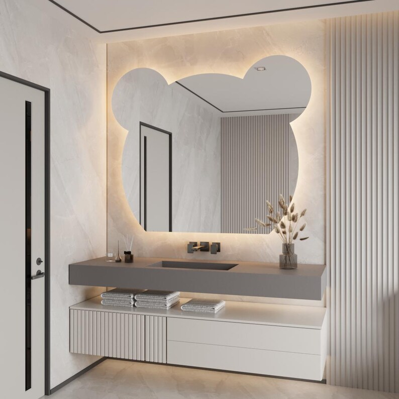 Bear Shaped LED Mirror: Kids Nursery Wall Light - Etsy