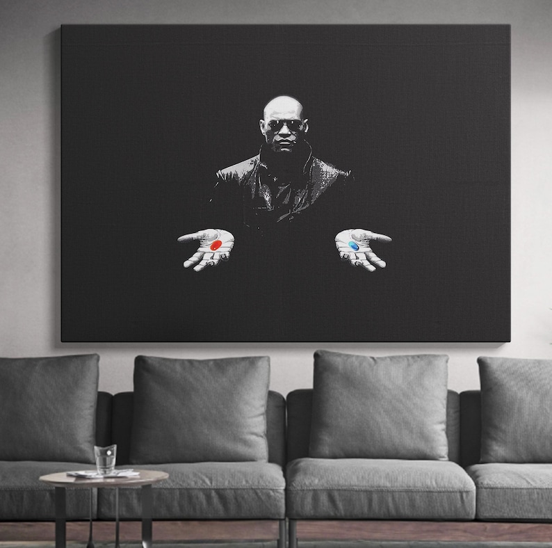 Matrix Red or Blue Pill Wall Art – Morpheus Canvas Print, Movie Poster ...