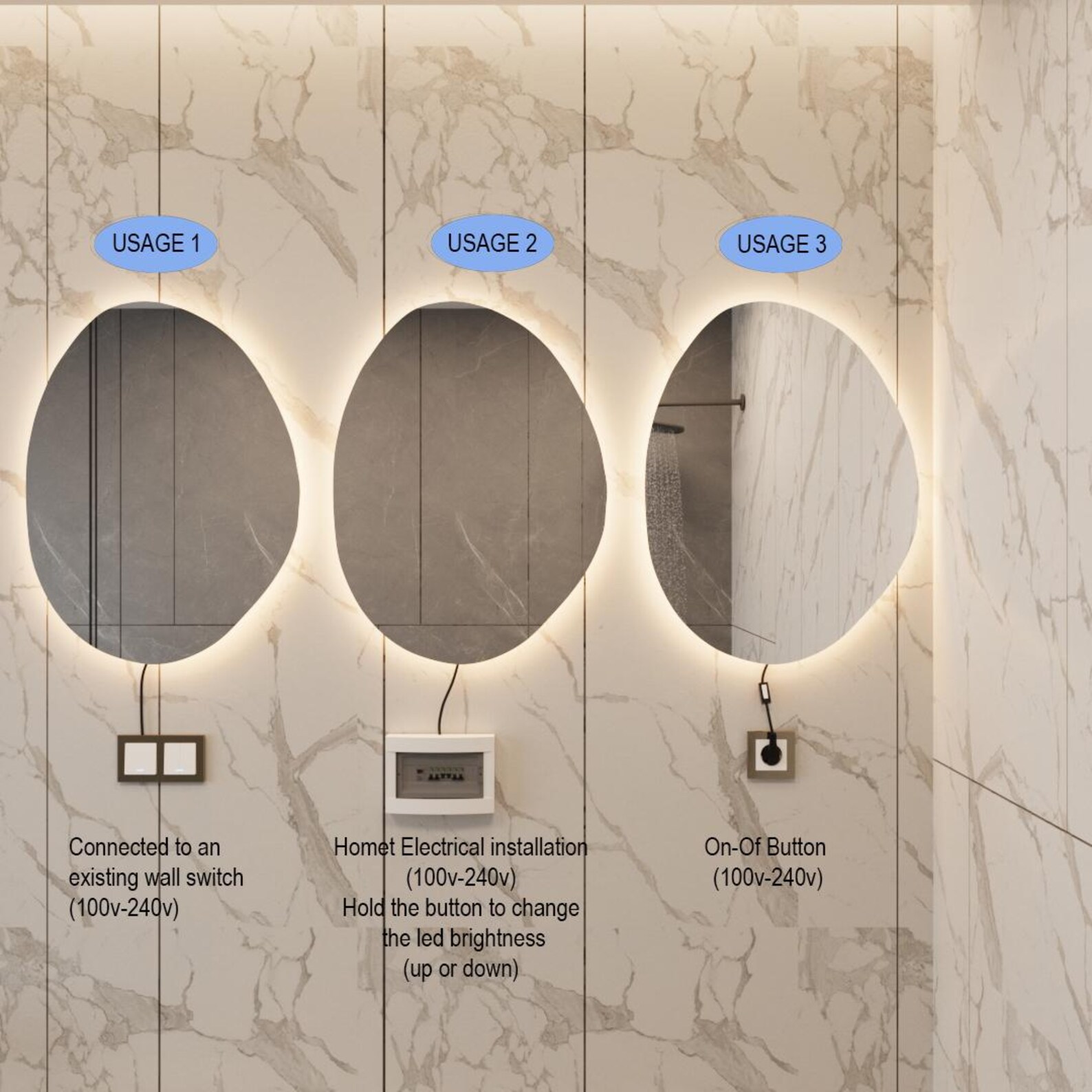 Frameless Half Round LED Mirror: Modern Bathroom Vanity Mirror - Etsy