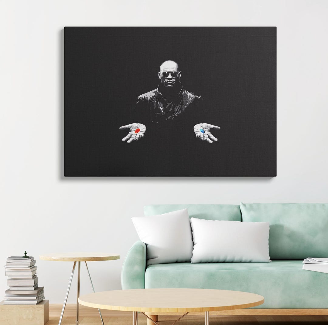 Matrix Red or Blue Pill Wall Art – Morpheus Canvas Print, Movie Poster for Home or Game Room ...