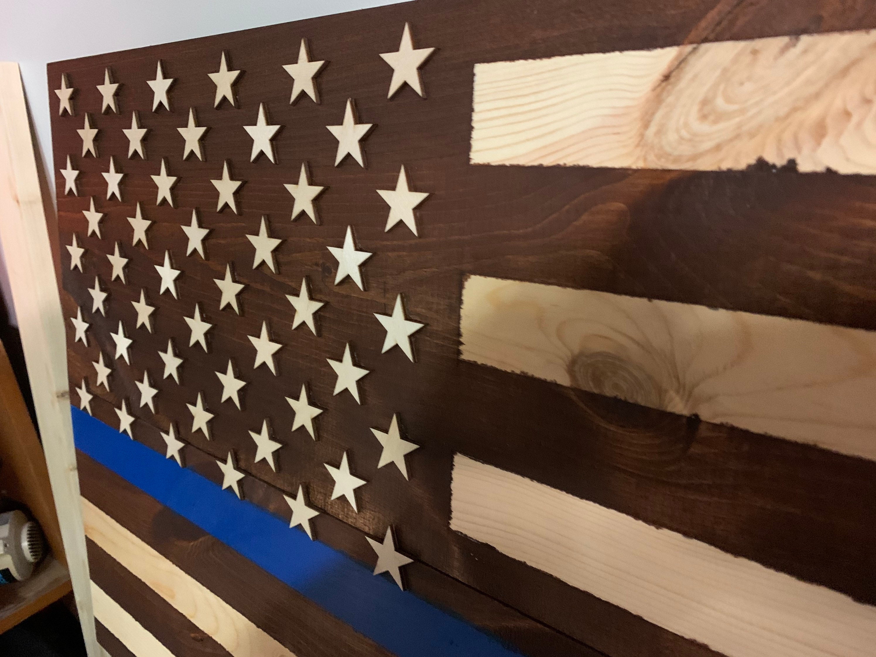 Thin Blue Line Wood Flag - Etsy