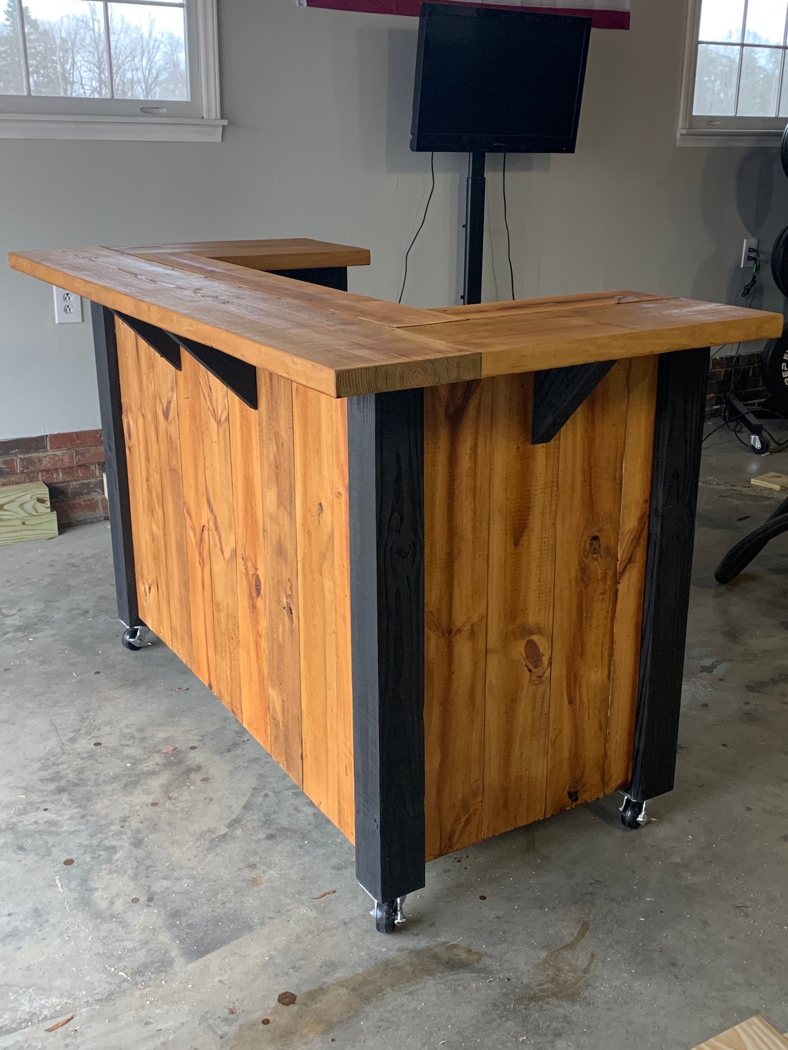 Handmade Rustic Wood Bar: Indoor/outdoor With Galvanized Foot Rest - Etsy