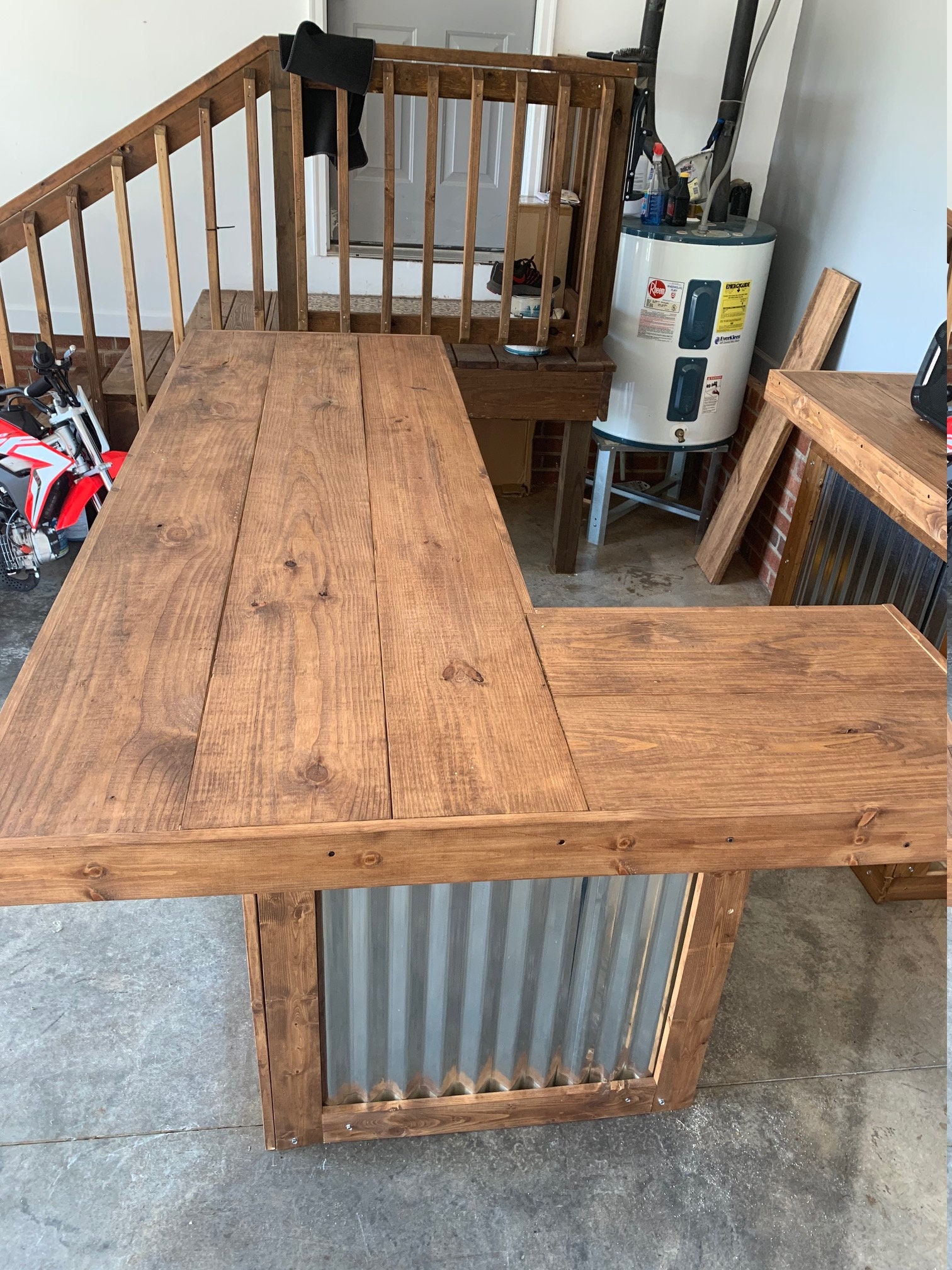 Rustic L-shaped Wood Mancave/patio Bar - Corrugated Metal - Etsy