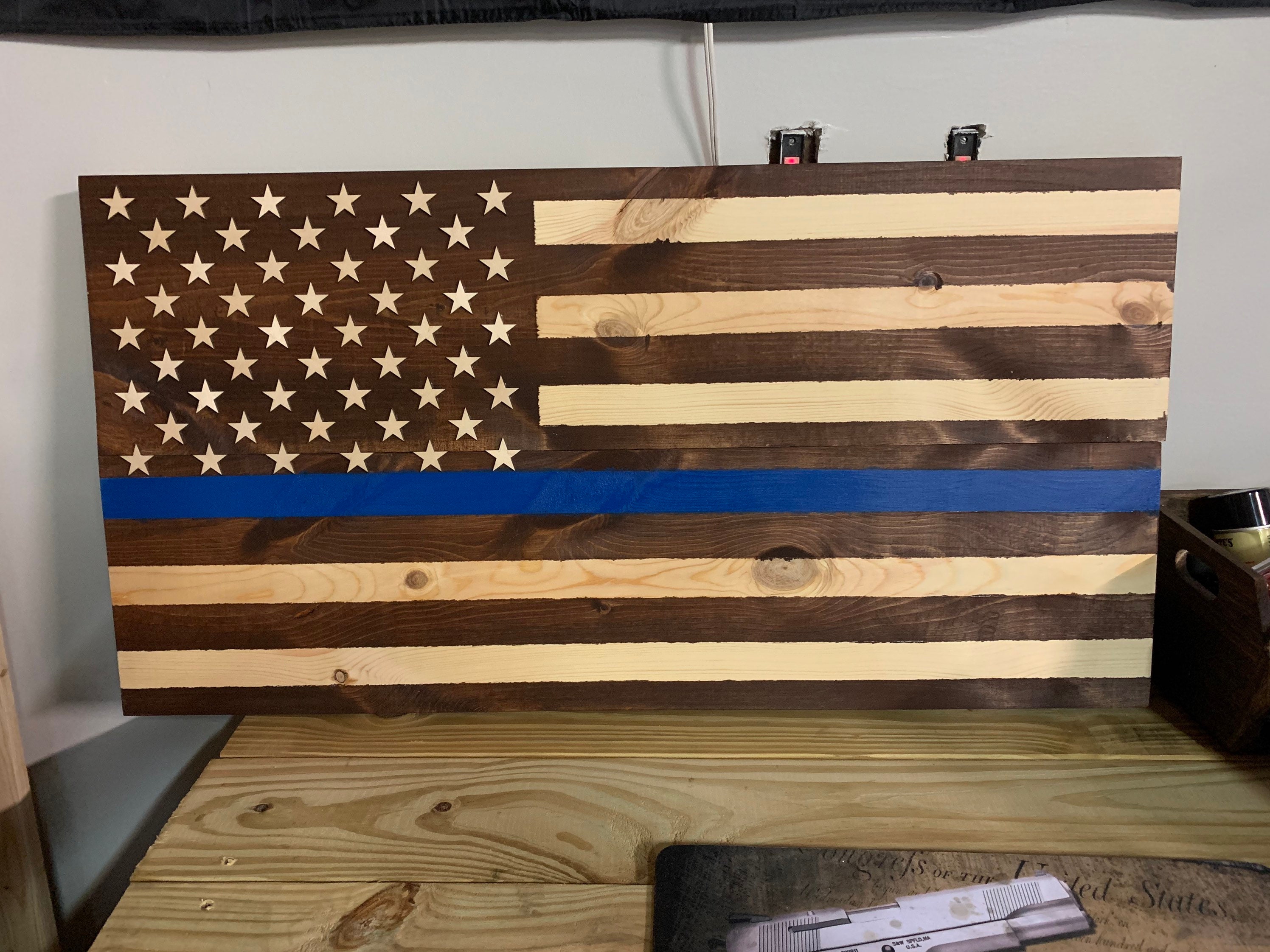Thin Blue Line Wood Flag - Etsy