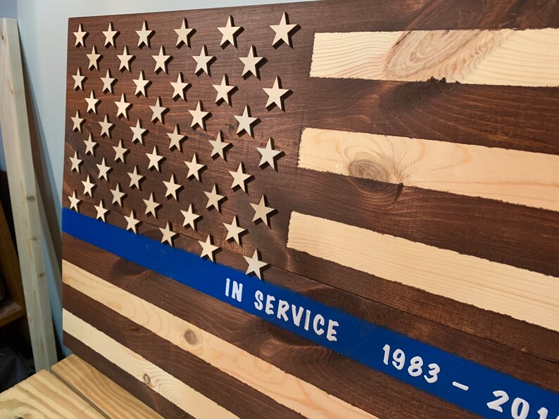 Thin Blue Line Wood Flag - Etsy