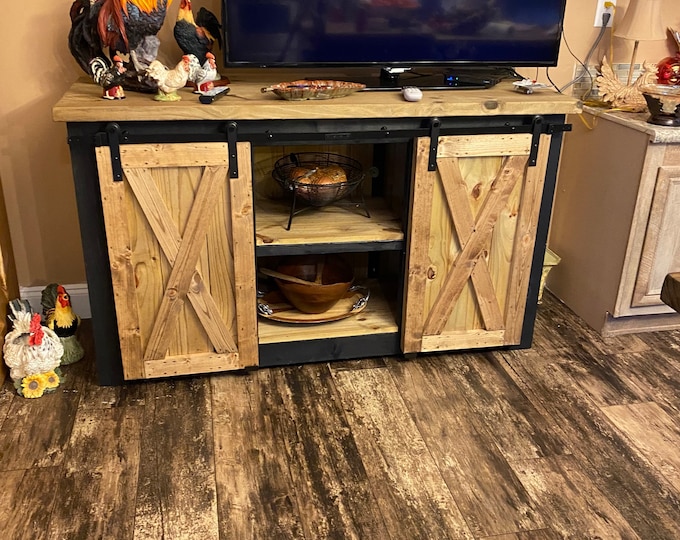 Farmhouse Rustic Style Buffet With Barn Doors / Sideboard / Farmhouse ...