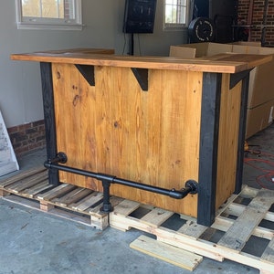 Handmade Rustic Wood Bar: Indoor/outdoor With Galvanized Foot Rest - Etsy