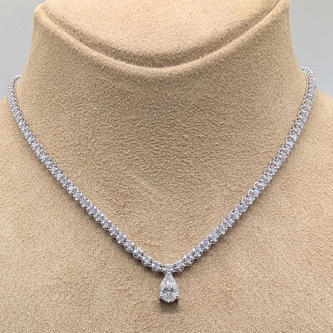 Pear Shape Tear Drop Diamond Necklace - Etsy