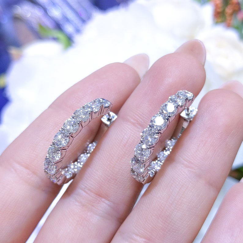 Inside-out 4.10ct Diamond Hoop Earrings - Etsy