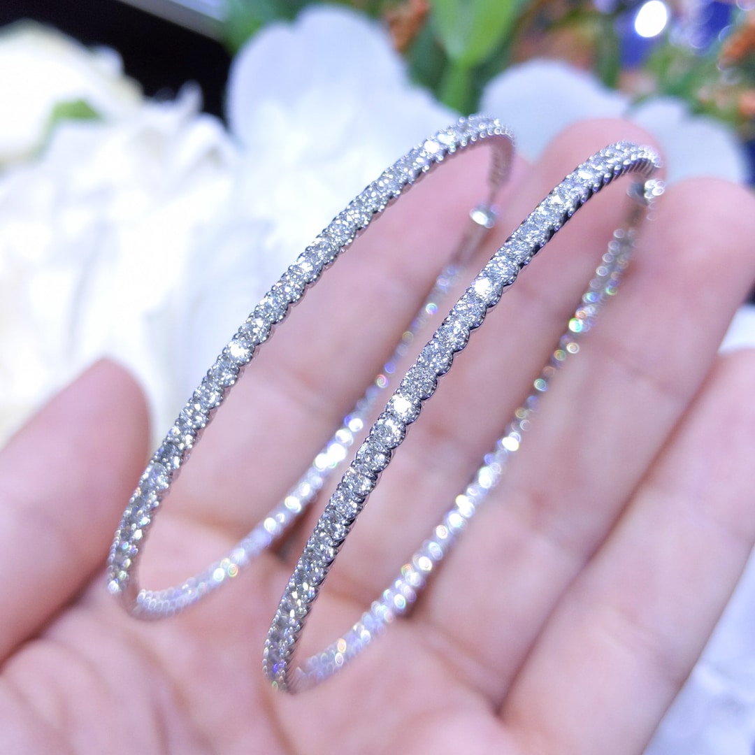 5.20CT Inside-out Diamond Hoop Earrings - Etsy