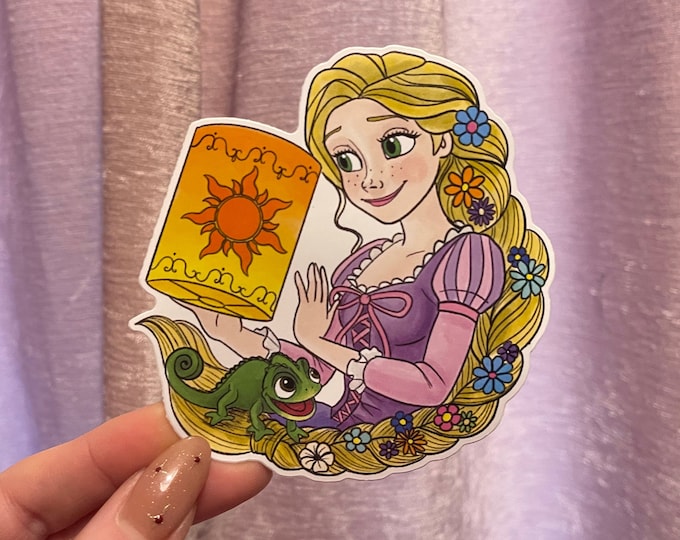 Tangled Rapunzel and Pascal • Large Vinyl Sticker • - Etsy
