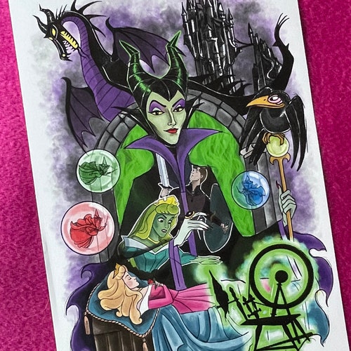 Maleficent Art Print Disney Painting Sleeping Beauty Fairy - Etsy