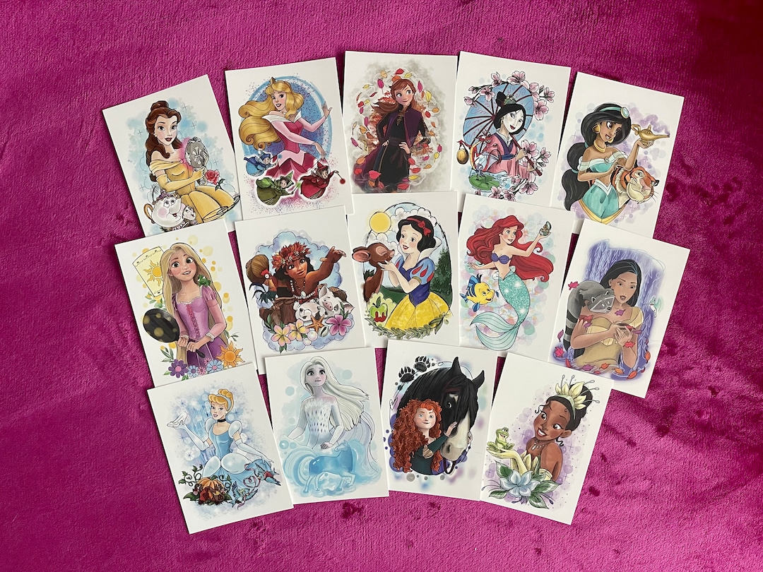 A4 Disney Princess Art Print Set of 14 or Individuals - Etsy