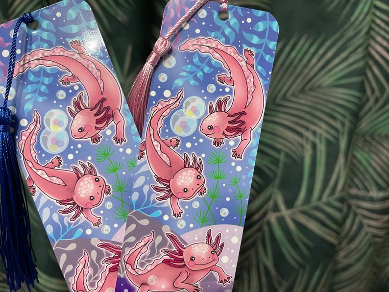 Axolotl Bookmark - Glossy Underwater Creature With Tassel - Etsy