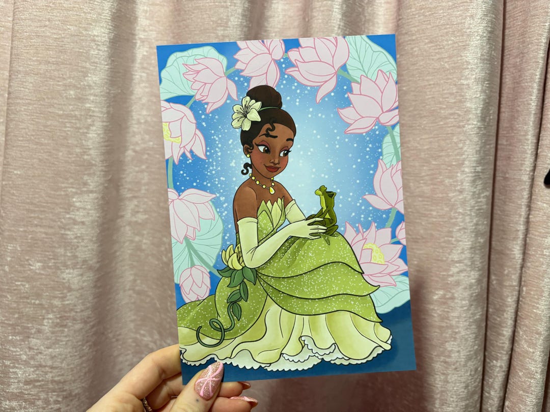 A4 Disney Princess Art Print Tiana Princess and the Frog - Etsy