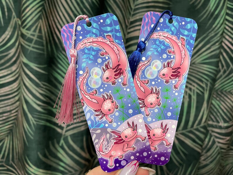 Axolotl Bookmark - Glossy Underwater Creature With Tassel - Etsy