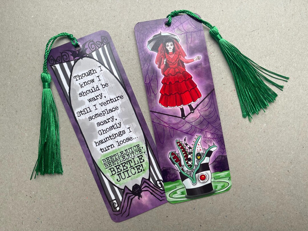 Beetlejuice Lydia Deetz and Sandworm Double Sided Glossy Bookmark With ...
