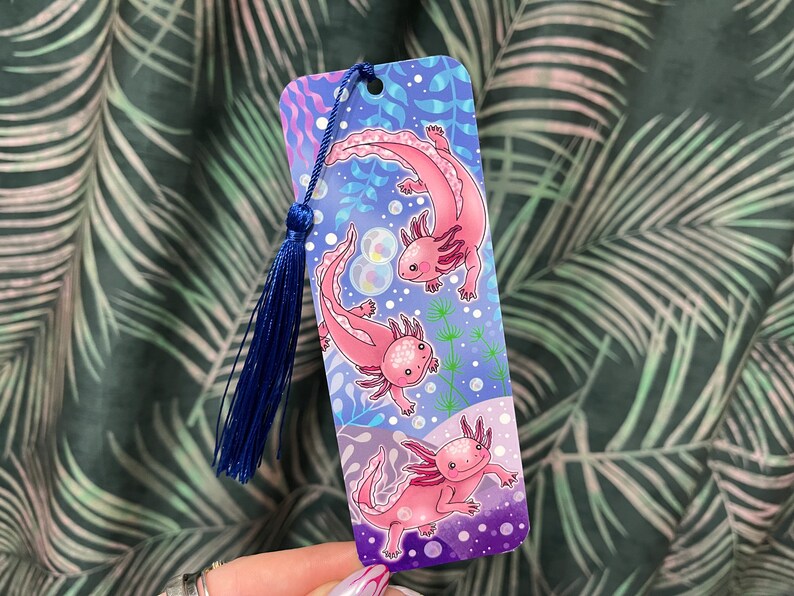 Axolotl Bookmark - Glossy Underwater Creature With Tassel - Etsy