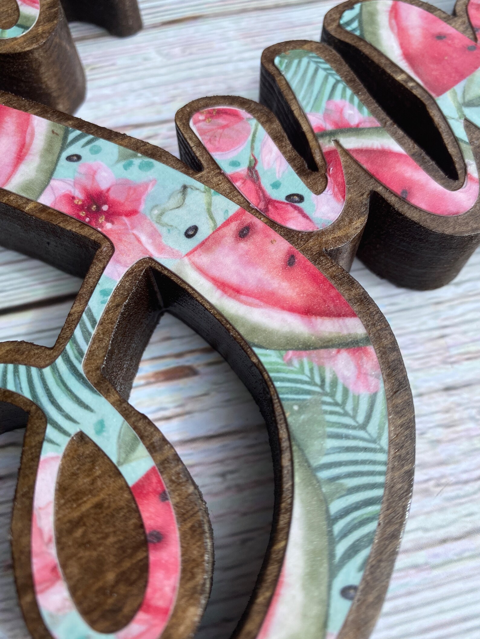 Summer Wood Cutout Summer Watermelon Wood Decor Tiered Tray - Etsy