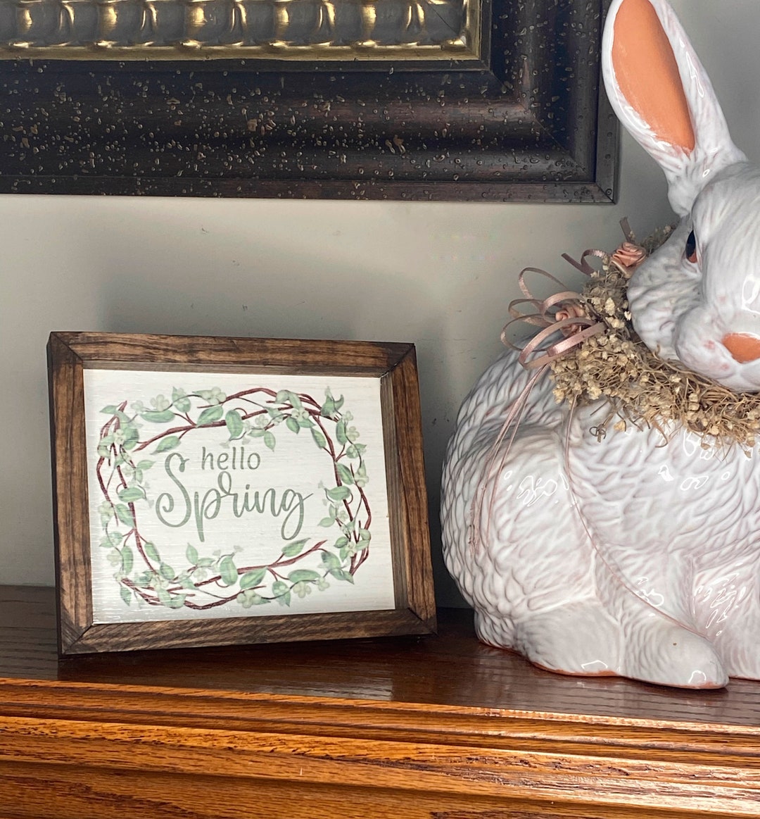 Hello Spring Farmhouse Sign | Spring Decor | Spring Decorations for ...