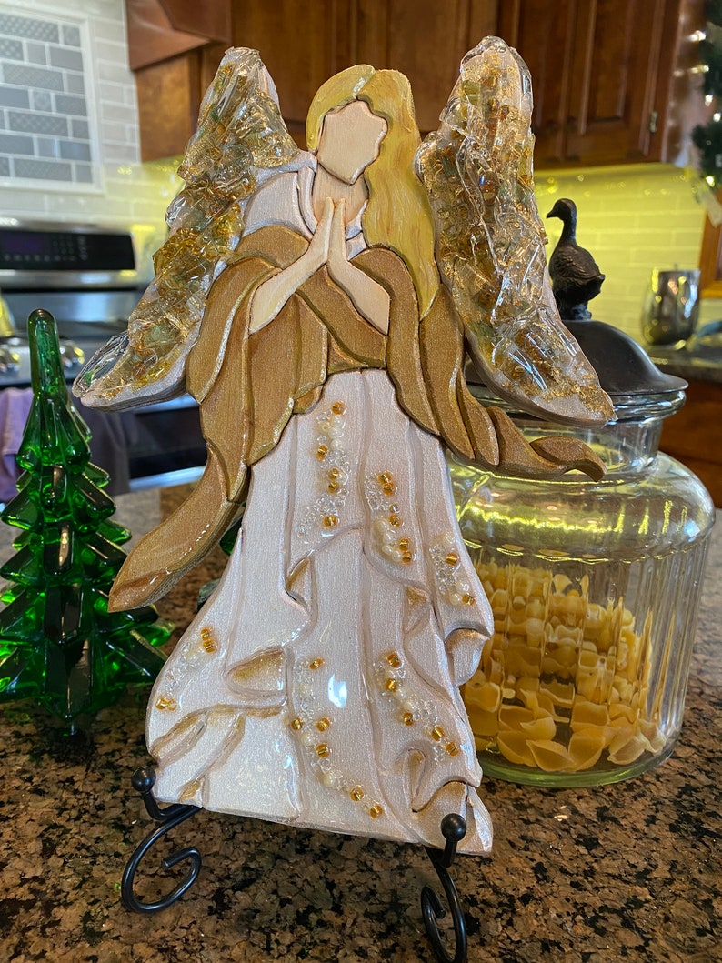 Golden Angel Angel Mantel Decor Recycled Glass and Resin - Etsy