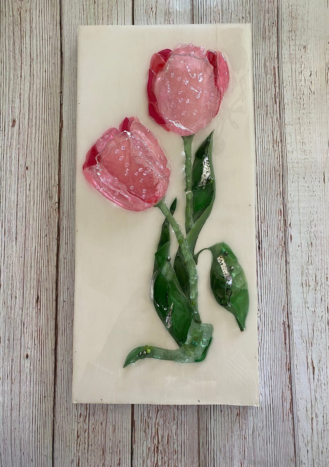 Spring Tulips Art Tulip Decor Glass and Resin Art Spring - Etsy