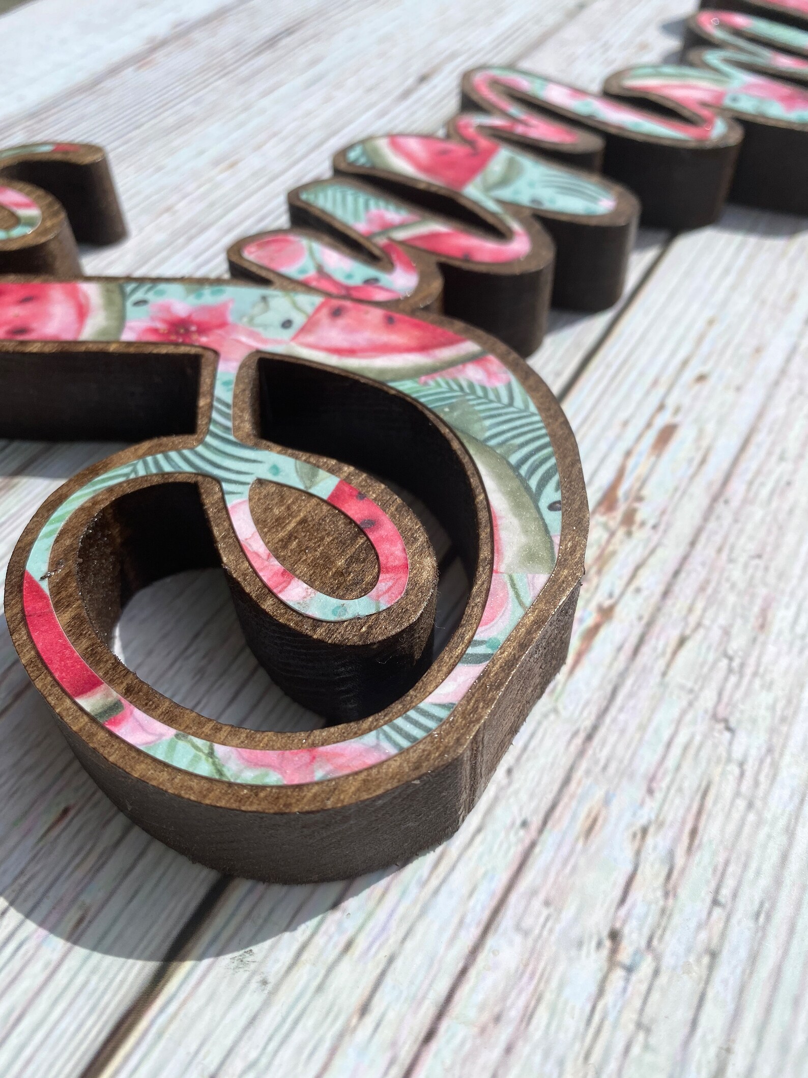 Summer Wood Cutout Summer Watermelon Wood Decor Tiered Tray - Etsy