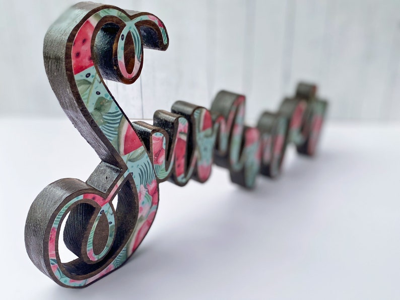 Summer Wood Cutout Summer Watermelon Wood Decor Tiered Tray - Etsy