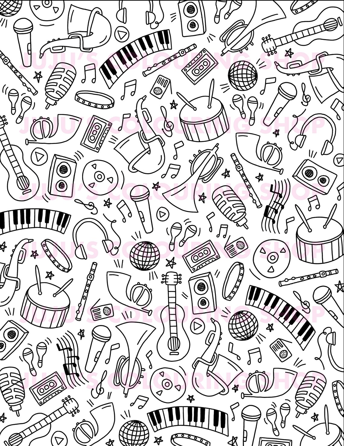 Music Themed Colouring Page Printable Colouring Page - Etsy