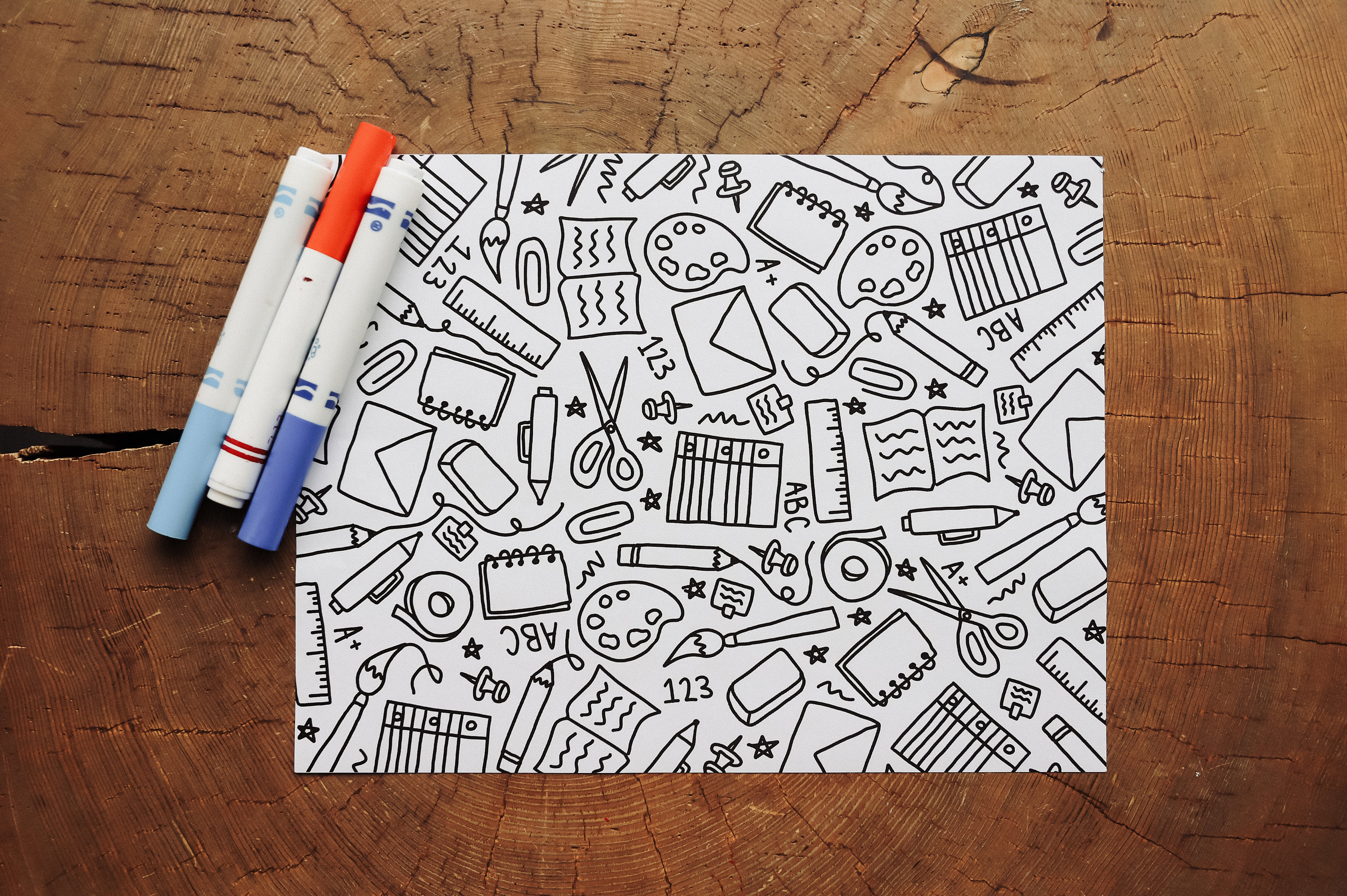Stationary Themed Colouring Page, Printable Colouring Page, Back to ...