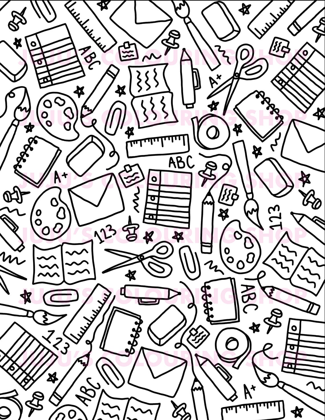 Stationary Themed Colouring Page Printable Colouring Page - Etsy
