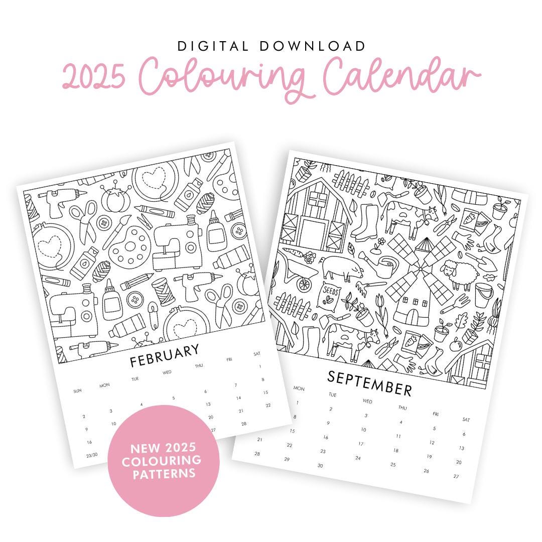 Printable 2025 Colouring Calendar (new Colouring Adventure 2 Patterns ...