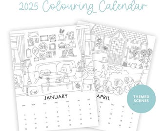 Printable 2025 Colouring Calendar (seasonal Themed Patterns) - Digital ...