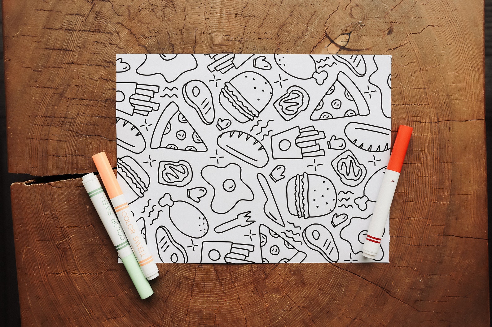 Fast Food Themed Colouring Page, Printable Colouring Page, Food Themed ...