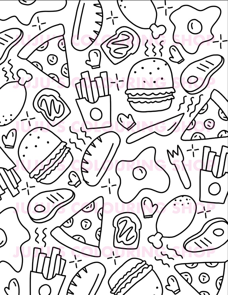 Fast Food Themed Colouring Page Printable Colouring Page - Etsy