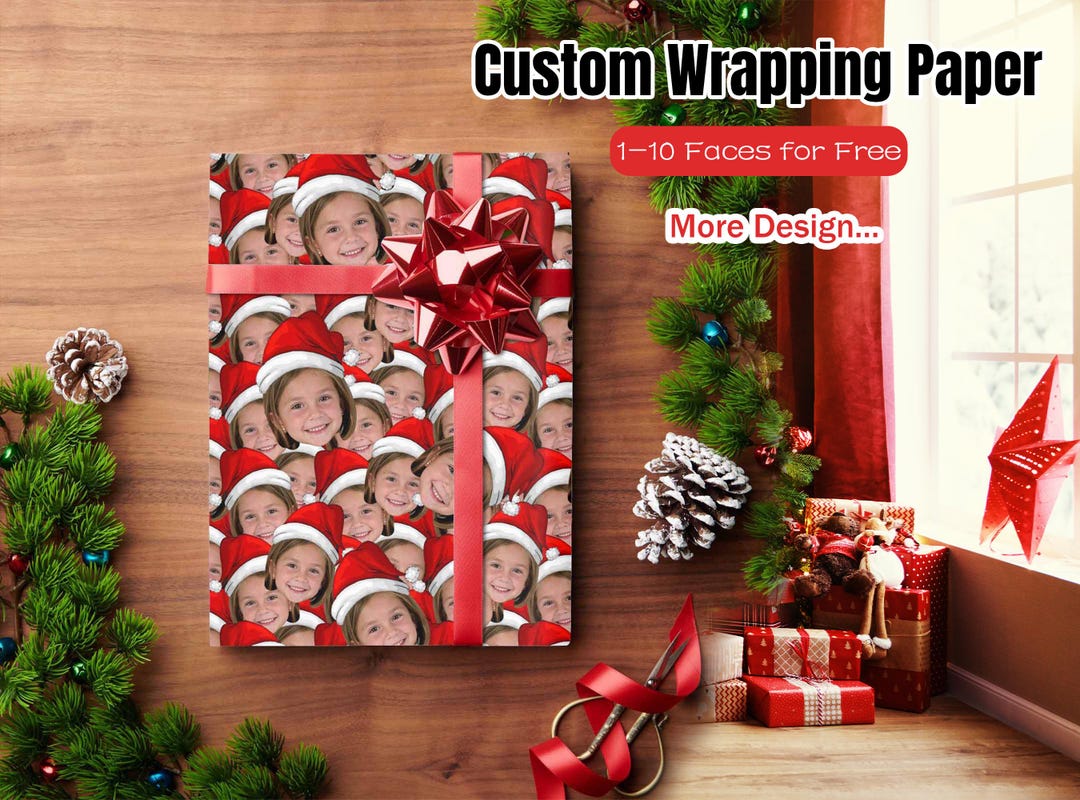 Custom Face Wrapping Paper | Personalized Photo Christmas Gift - Etsy